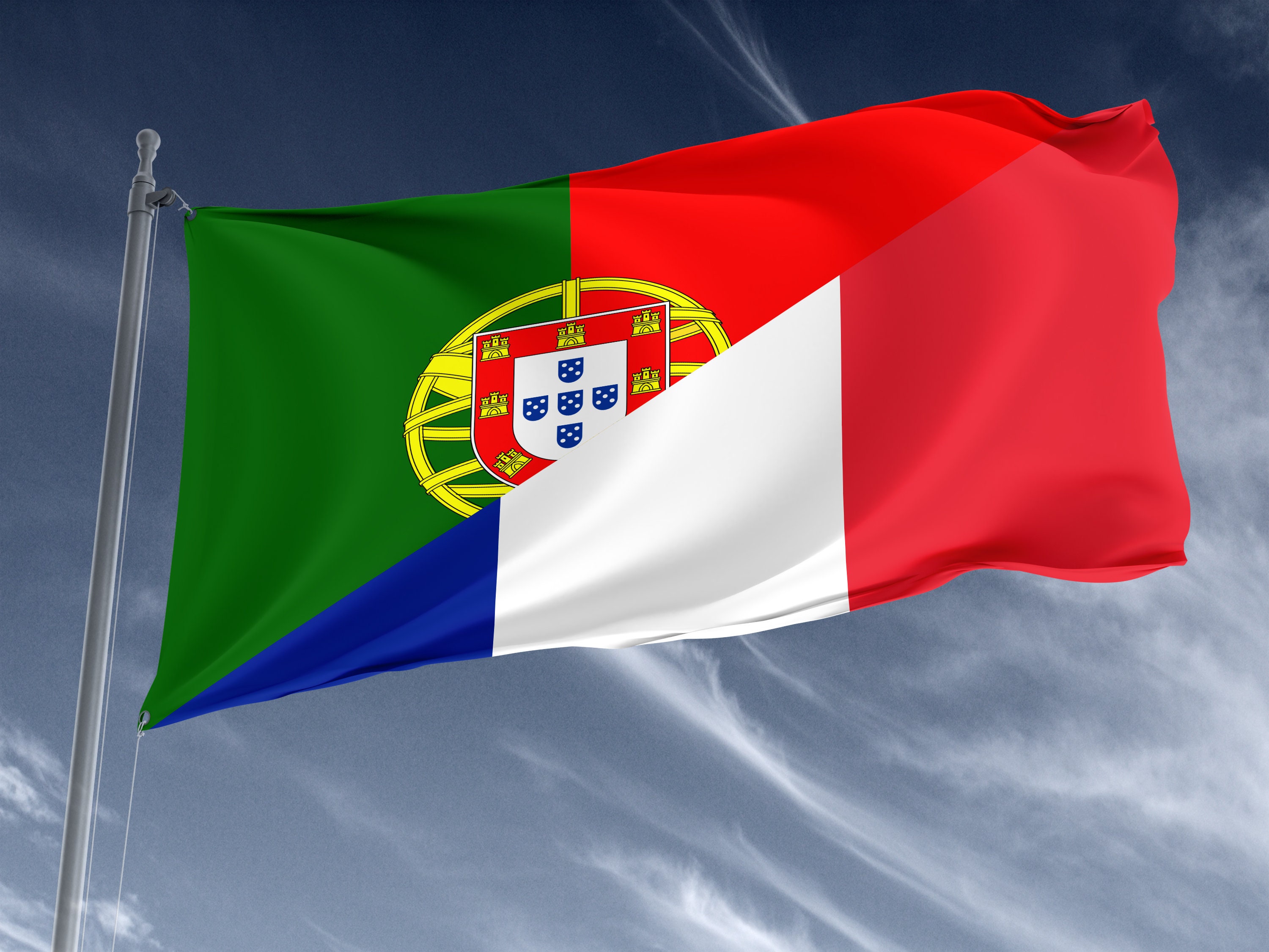 Portugal and France Friendship Flag: Unique Design Print (3x5 Ft) - Etsy