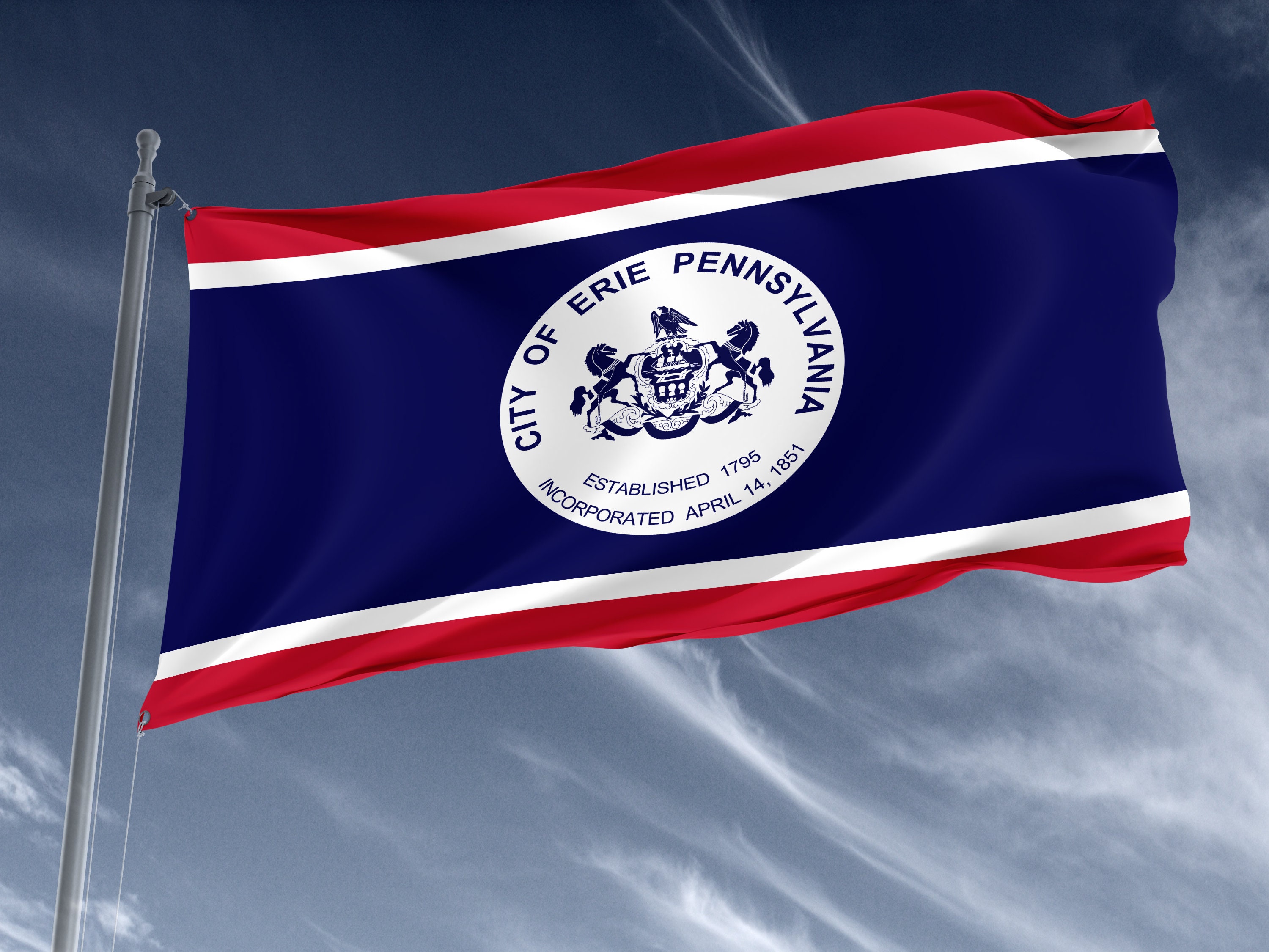 Erie, Pennsylvania Flag: Unique Design, Bright Colors (3x5ft) - Etsy
