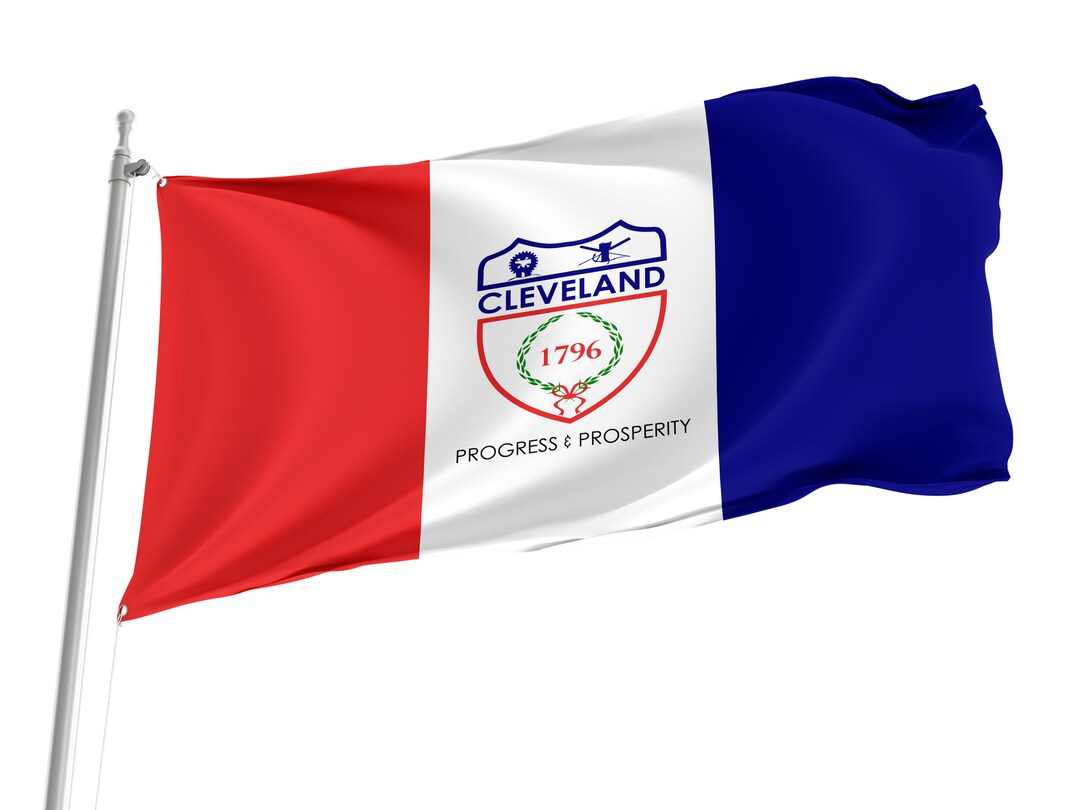 Cleveland, Ohio Flag, Unique Design Print, Double Seams, Bright Colours ...