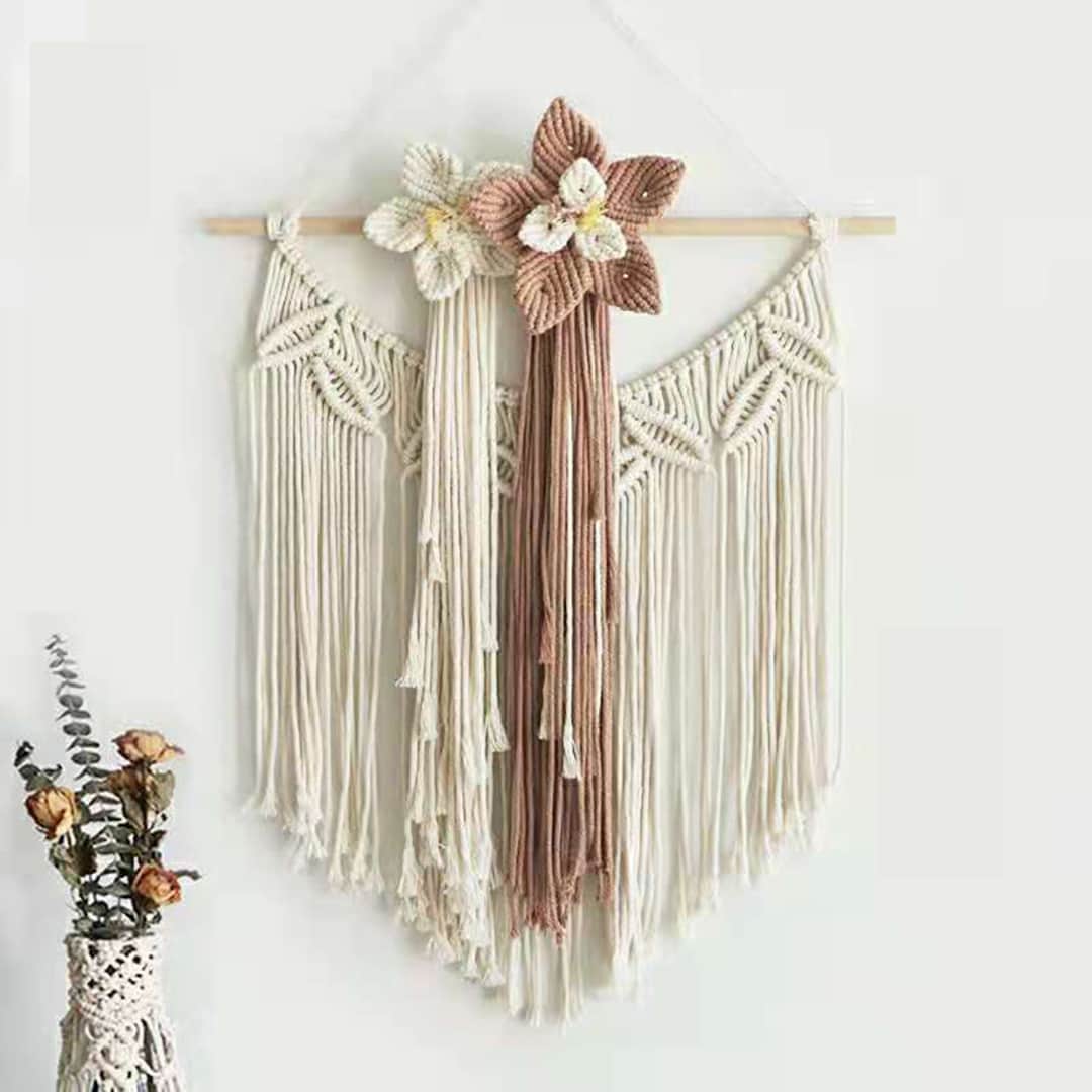 Macrame Petal Hemp Rope Tassel Dyed Tapestryhand Woven Wall Hanging ...