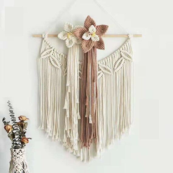 Macrame Petal Hemp Rope Tassel Dyed Tapestryhand Woven Wall - Etsy