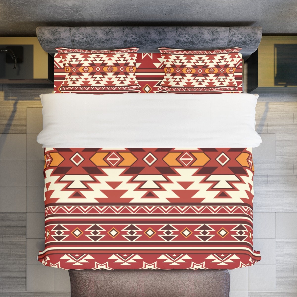 Native American Indian Duvet Cover Set Geometric Ethnic Bedding Cover ...