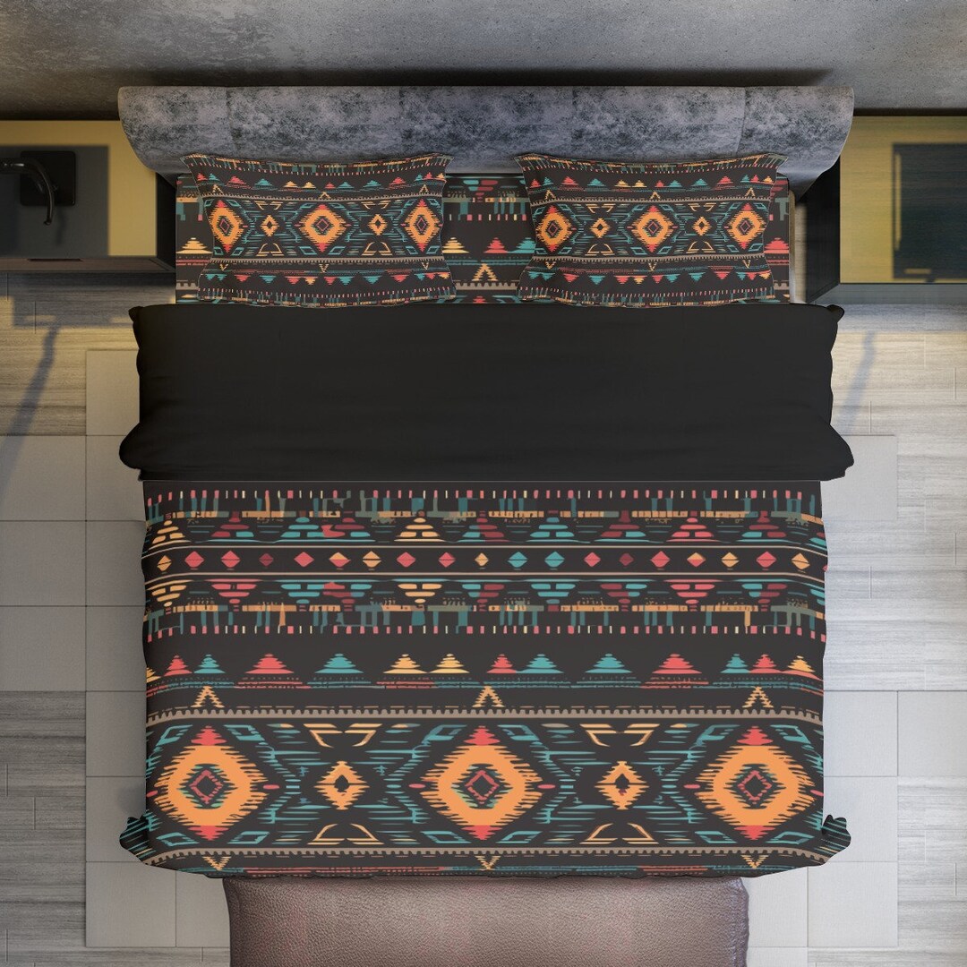 Ethnic Aztec Bedding Set, Navajo Folk Duvet Cover Aztec Geometric Bed ...