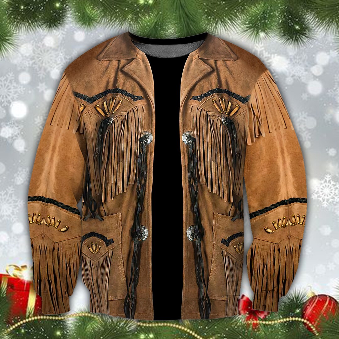 Native American Faux Suede Fringe Sweatshirt: 3D Print Boho Style - Etsy