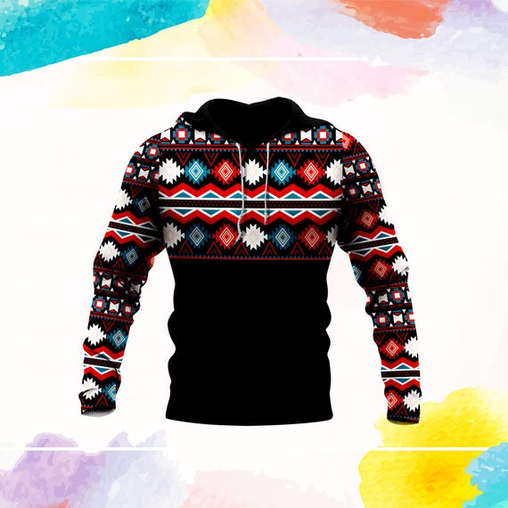 Ethnic Style Hoodie Men Men's Western Aztec Hoodie - Tribal Print ...