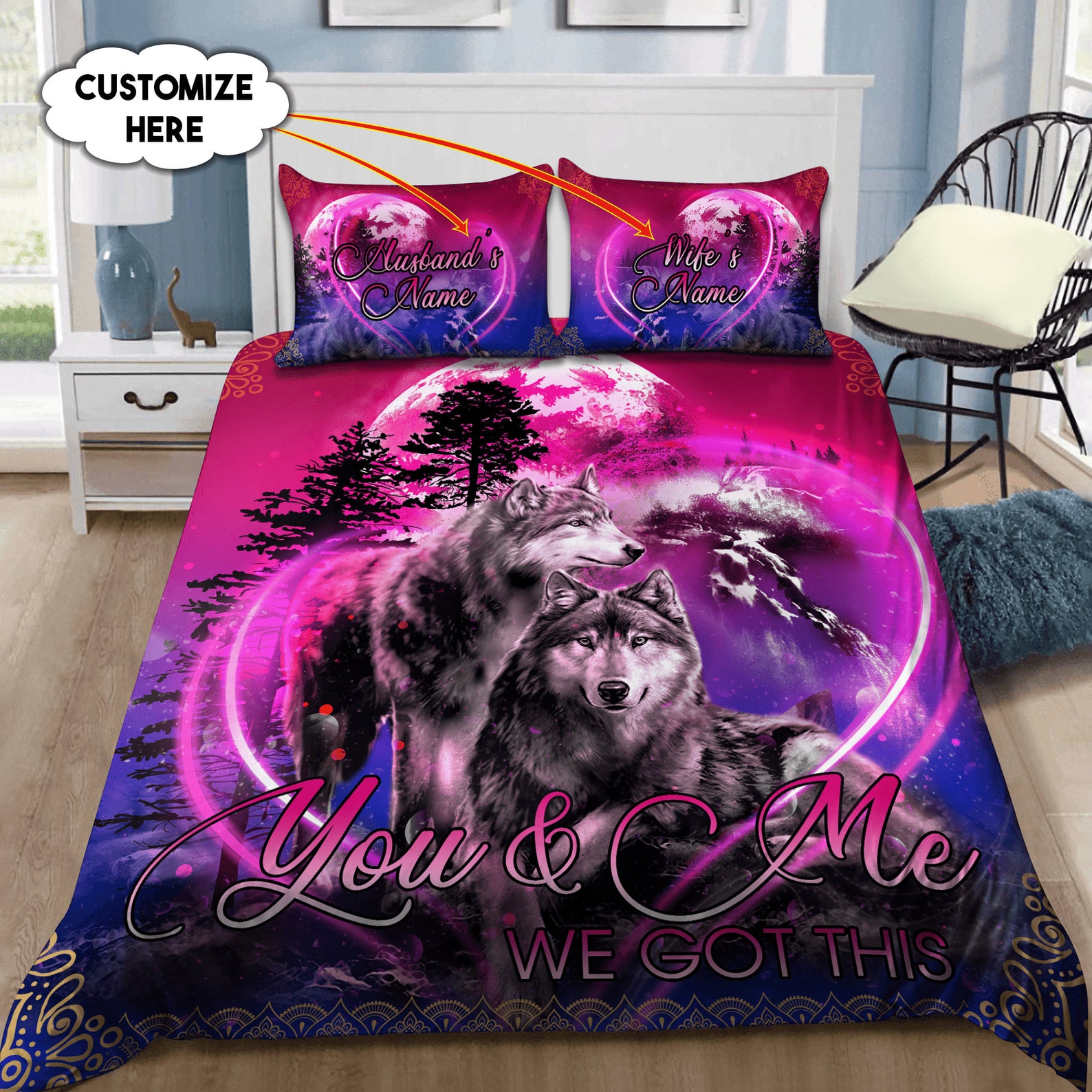 Native American Bedding Set Wolf 3D Printed Bedding Cover Wolf Bedding ...