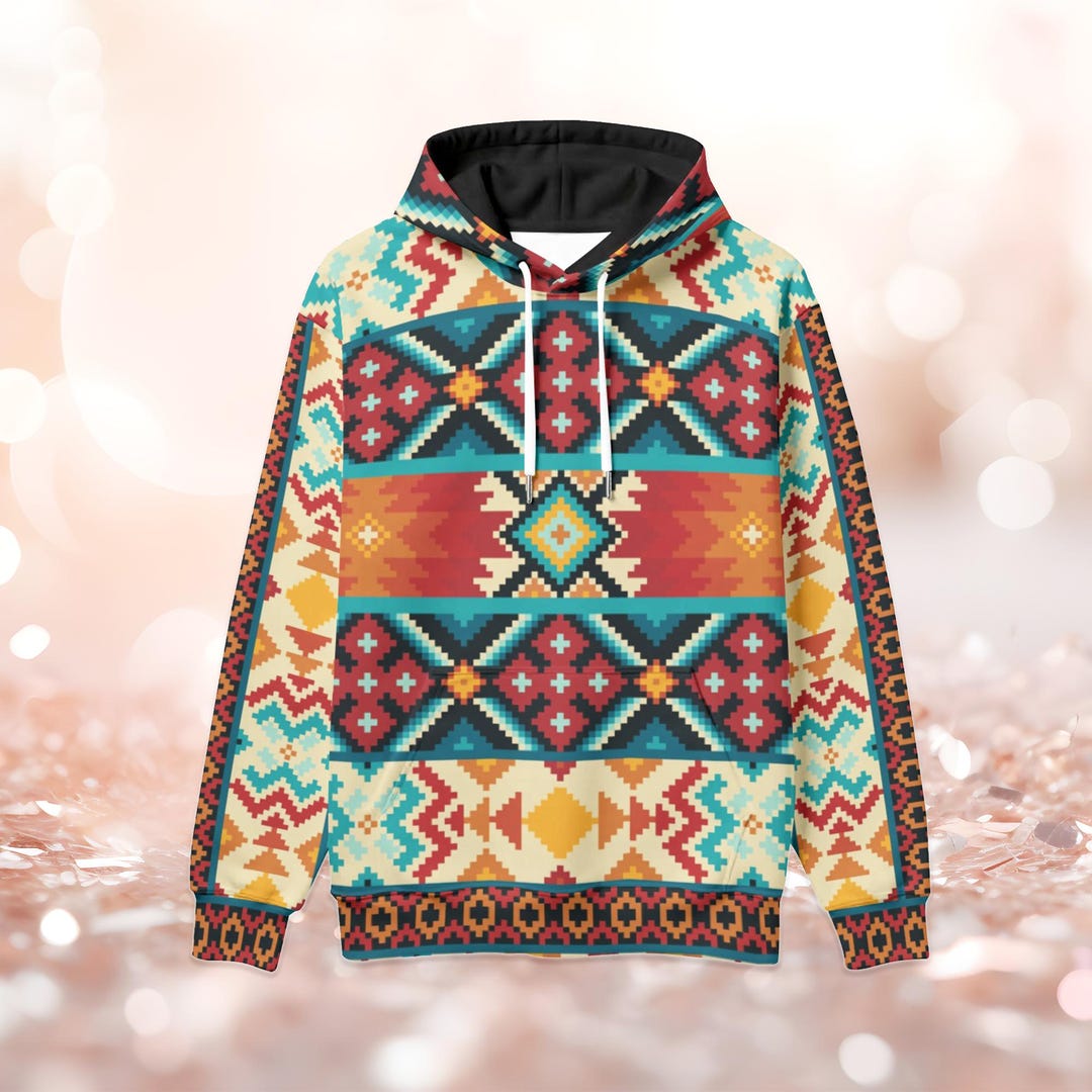 Native Heritage Hoodie – Navajo Inspired Ethnic Pattern Tribal Hoodie ...
