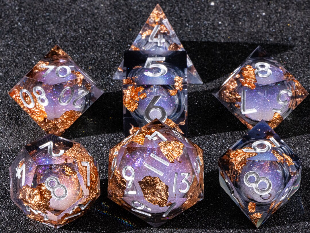 Grey Resin Liquid Core Dice Set for Gifts Liquid Core Dnd Dice Set ...