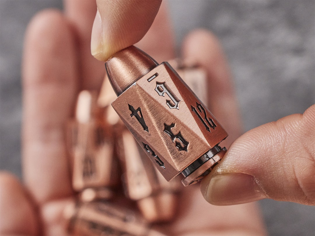 Bullet Metal Dice Set With Box for D&D Gifts, Brass D6 Dice for DND , Role Playing, Dungeons and ...