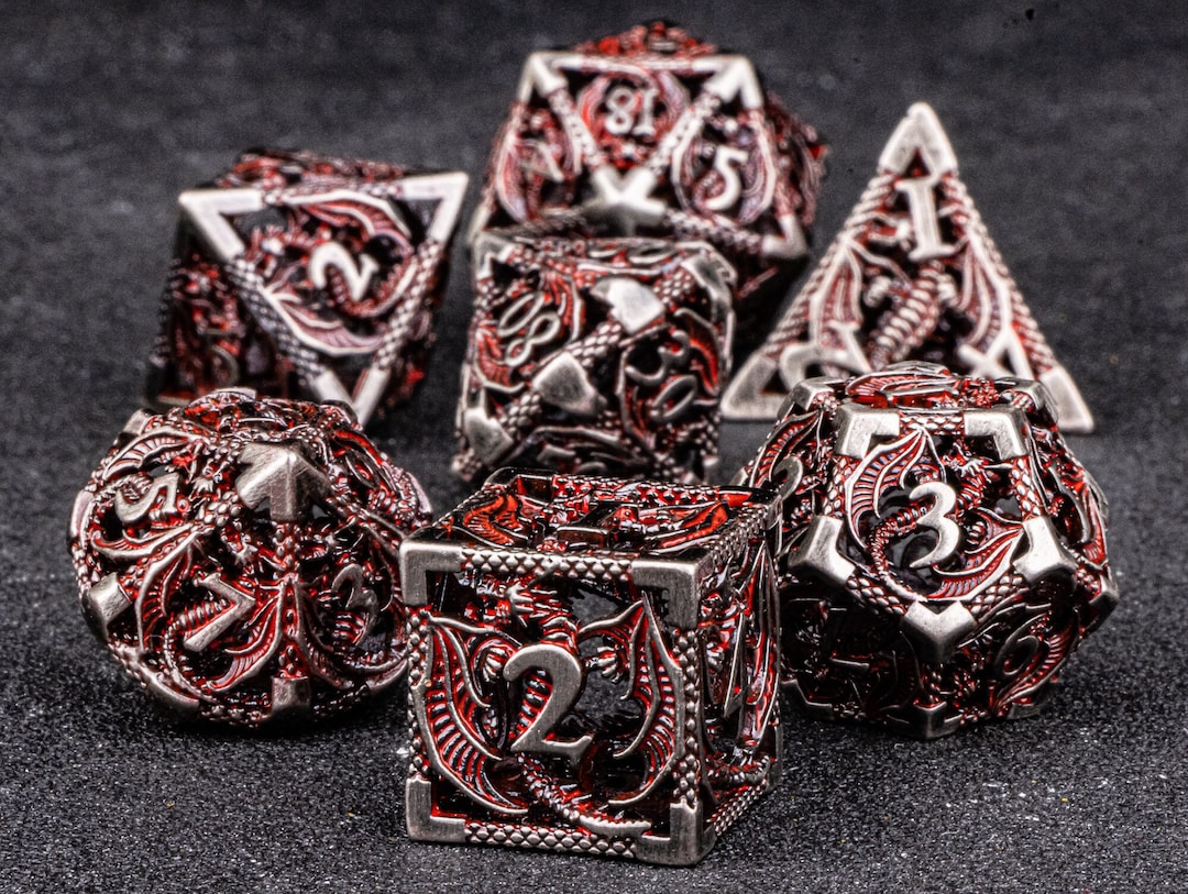Dnd Metal Dice Set Dungeons and Dragons Dice Crimson Metal D&D Dice of ...