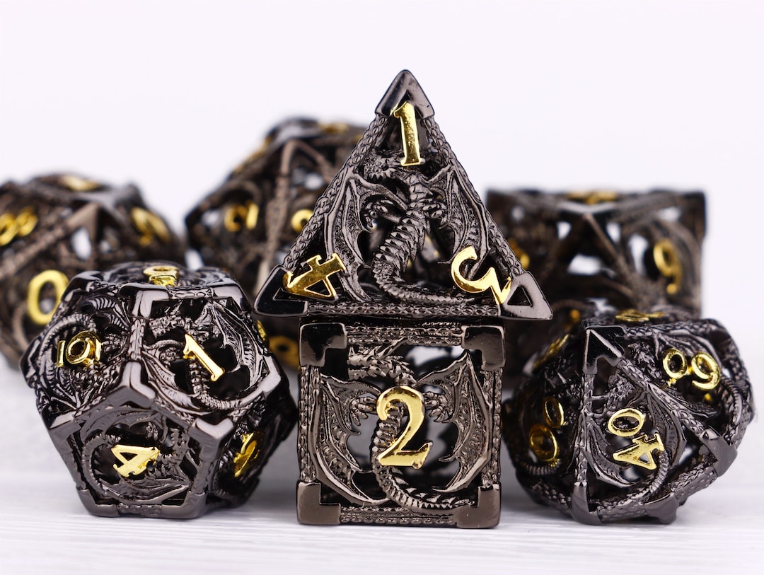 Dnd Dice Set Dragon Dice Set hollow Dragon Metal D&d Dice Set for Dnd ...