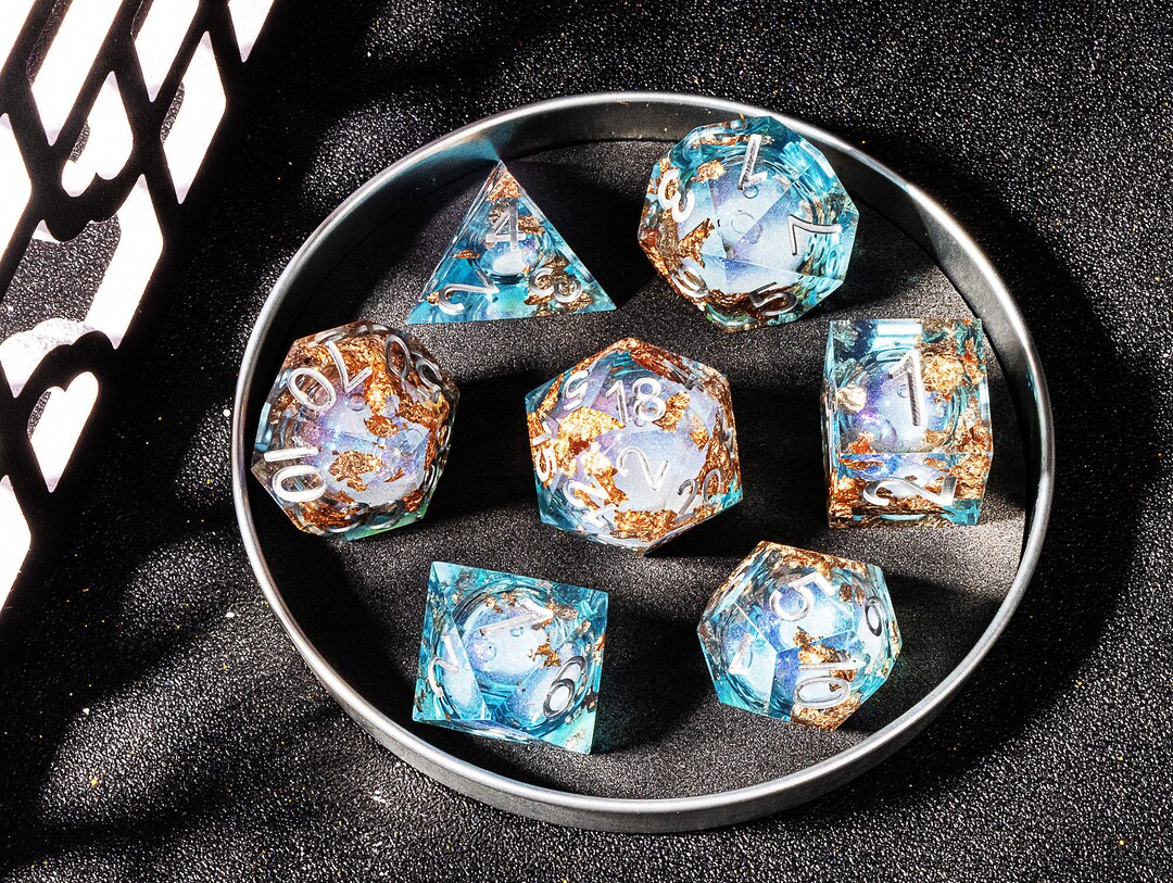 D20 Liquid Core Dice Blue Liquid Core D&d Dice Set Liquid Core Dnd Dice ...