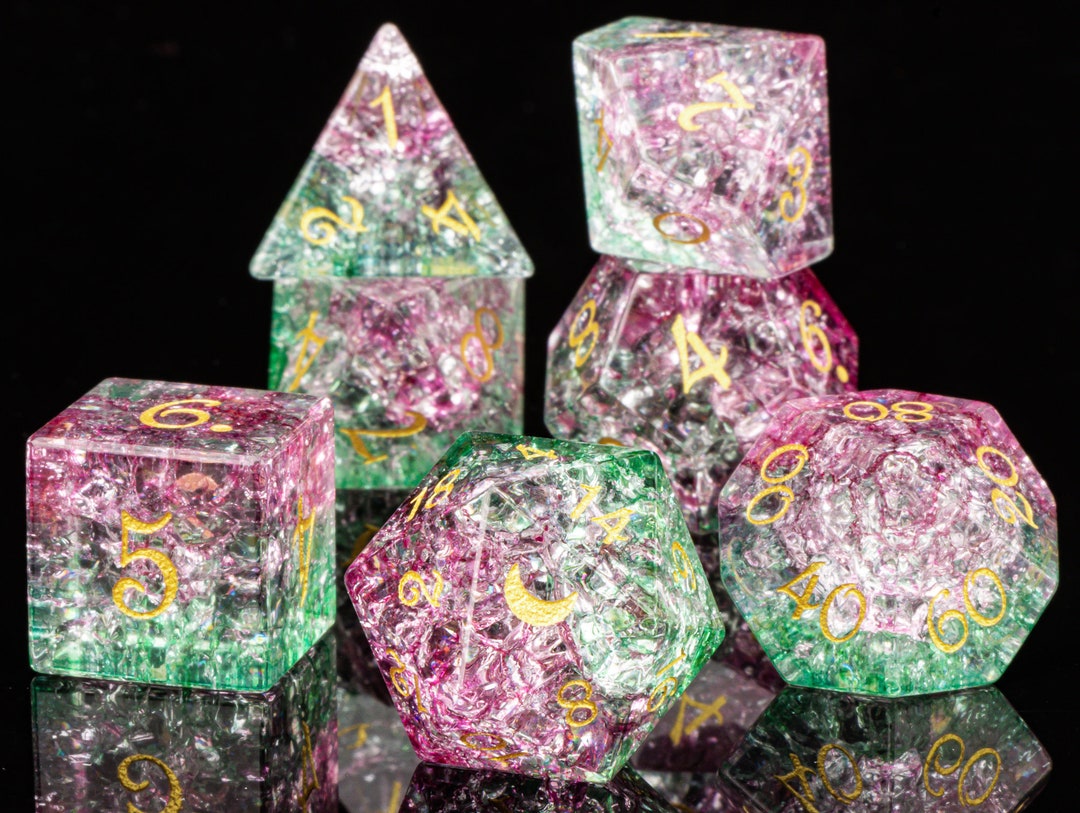 Glass Dnd Dice Set Moon Dice / Dungeons & Dragons Dnd Dice Set Moon ...