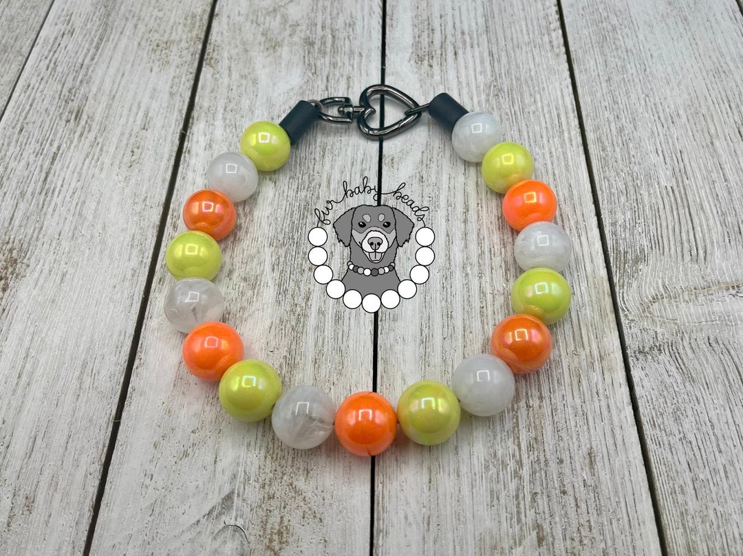 Candy Corn Pup Beaded Dog Collar, Halloween Dog Necklace, Dog Costume ...