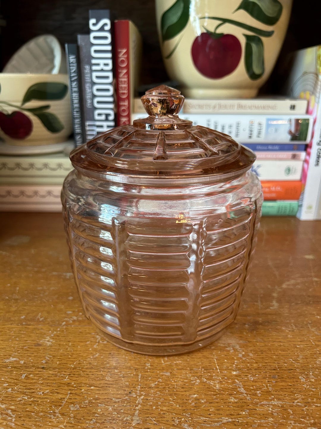 Pink Depression Glass Biscuit Jar - Etsy