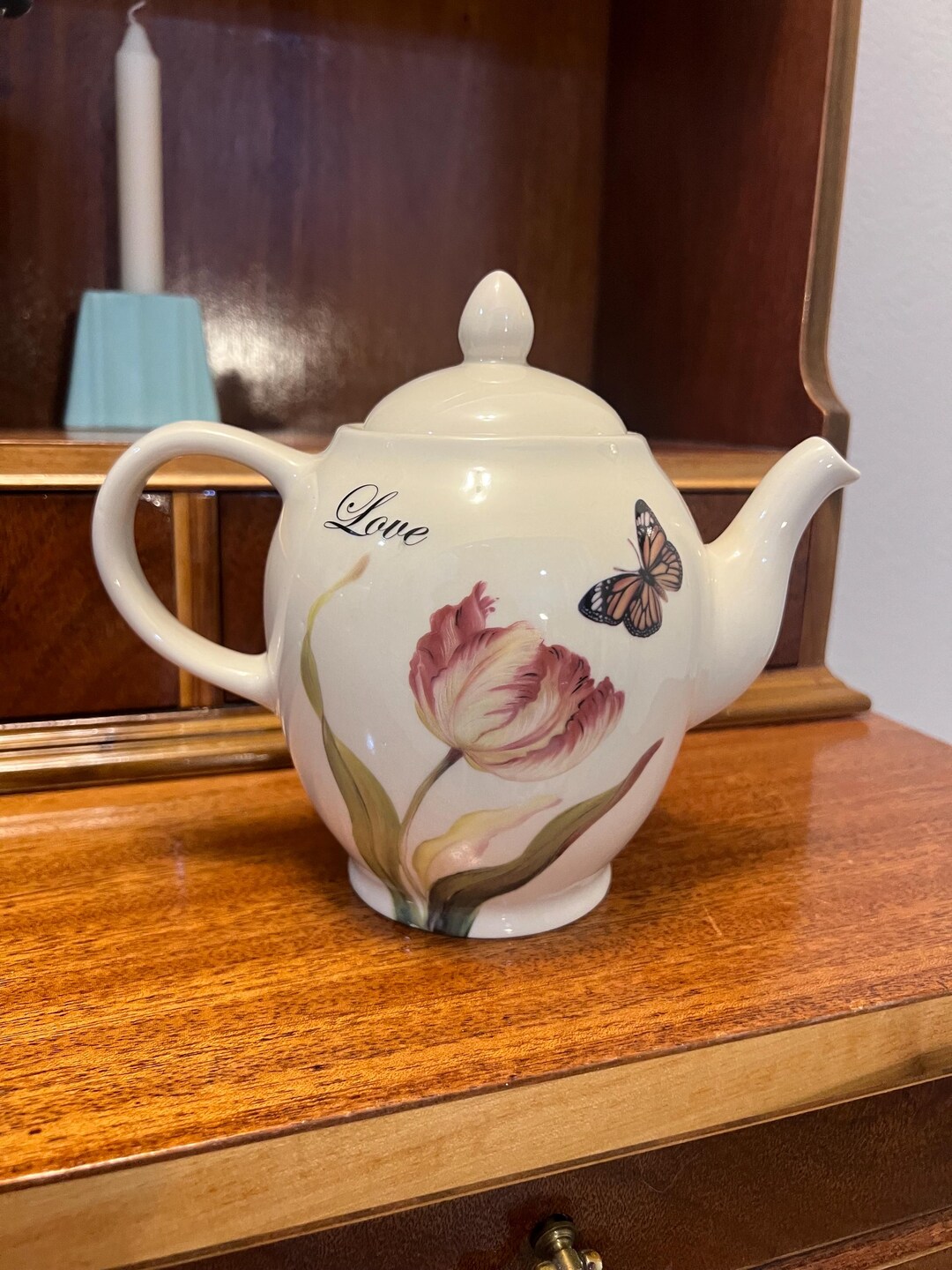 Lily Creek Tulip and Butterfly Teapot - Etsy