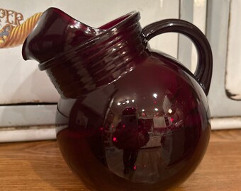 Vintage Anchor Hocking Ruby Red Hobnail 8 Glass Pitcher Christmas - Etsy