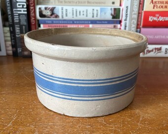 Blue Antique Salt Glazed Butter Crock Complete With Wood Lid and Bail ...