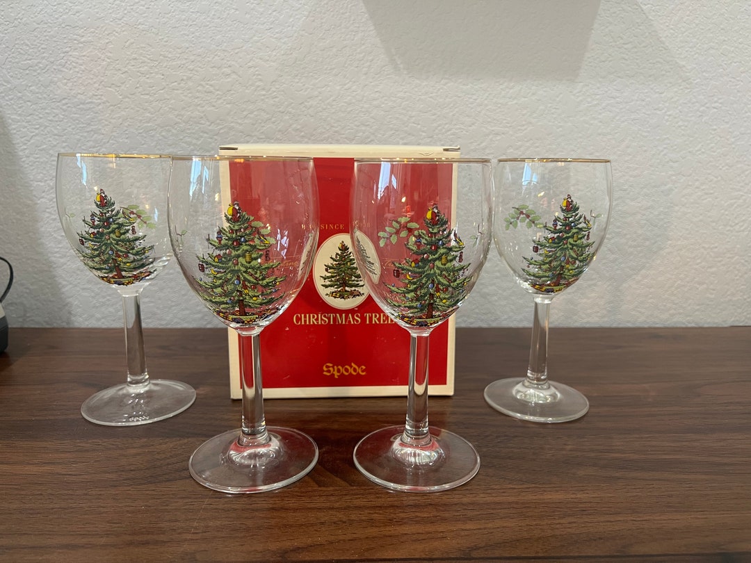 Spode Christmas Tree Wine Glasses Set of 4 - Etsy