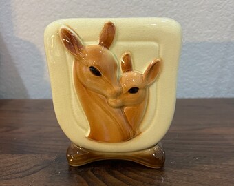 Vintage Small Rustic Vase of Deer in Nature - Etsy