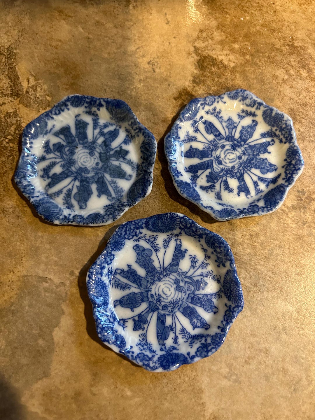 Vintage Blue and White Butter Pats Set of 3 - Etsy