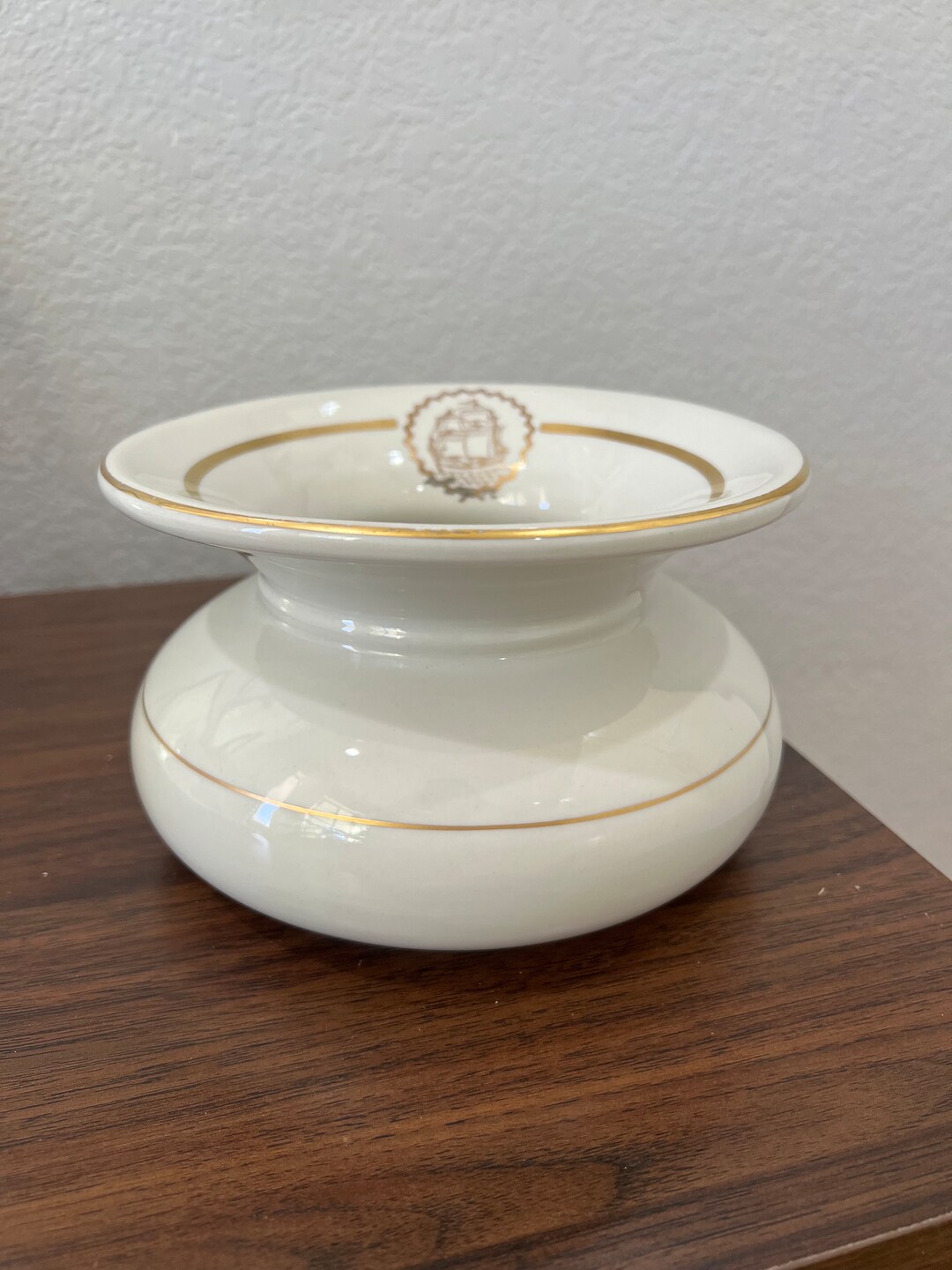 Hall White and Gold Spittoon - Etsy
