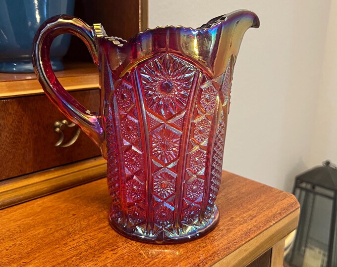 Indiana Glass Sunset Iridescent Red Pitcher - Etsy