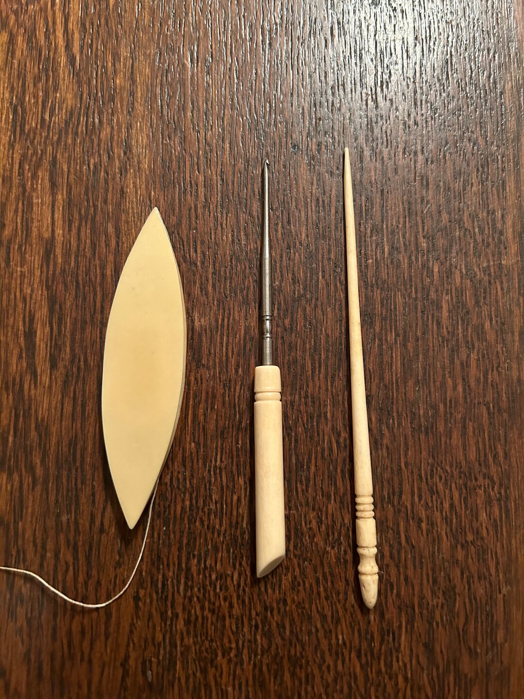 Antique Crochet Hook, Sewing Awl, and Bobbin - Etsy