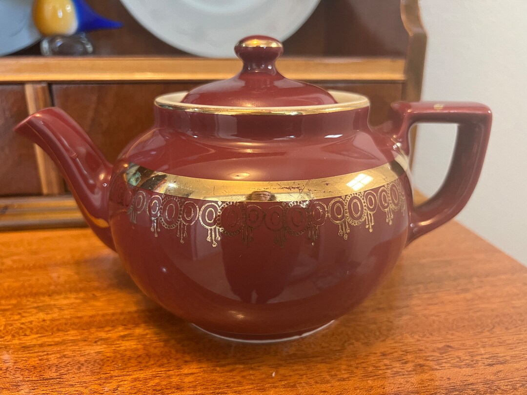 Hall Boston Maroon Six Cup Teapot - Etsy