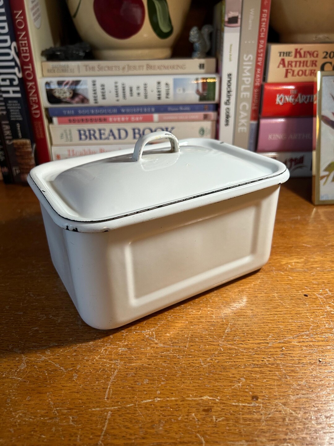 Vintage Enamelware Box With Lid - Etsy