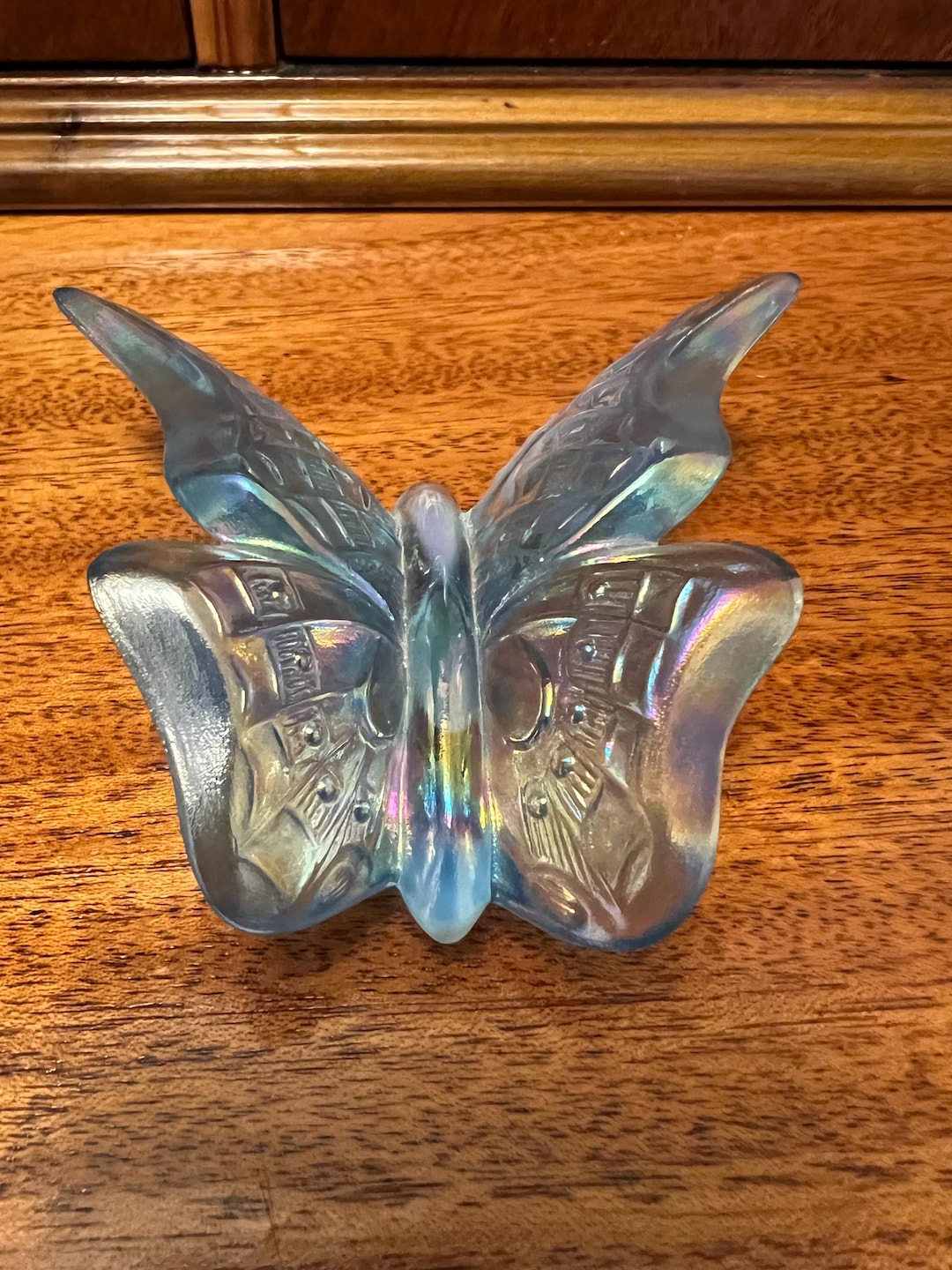 Fenton Art Glass Iridescent Blue Butterfly - Etsy