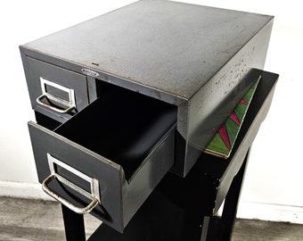 Vintage Steelmaster Metal 2 Drawer File Cabinet Card Catalog Library ...