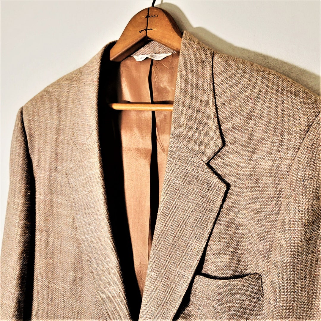 Vintage Levis Tan Nubby Silk Twill Blazer Sport Coat Suit Jacket Vtg ...