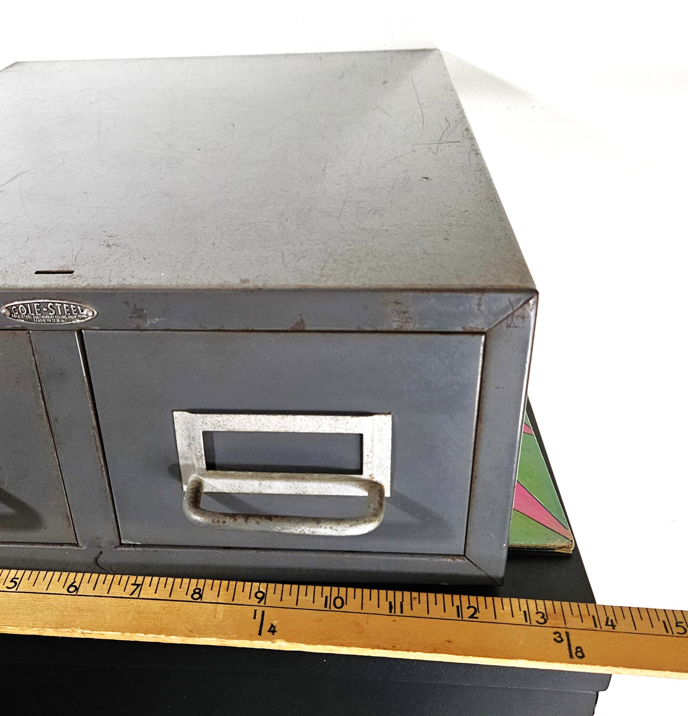 Vintage Cole Steel 2 Drawer Index Card Cabinet Vtg Industrial Metal ...