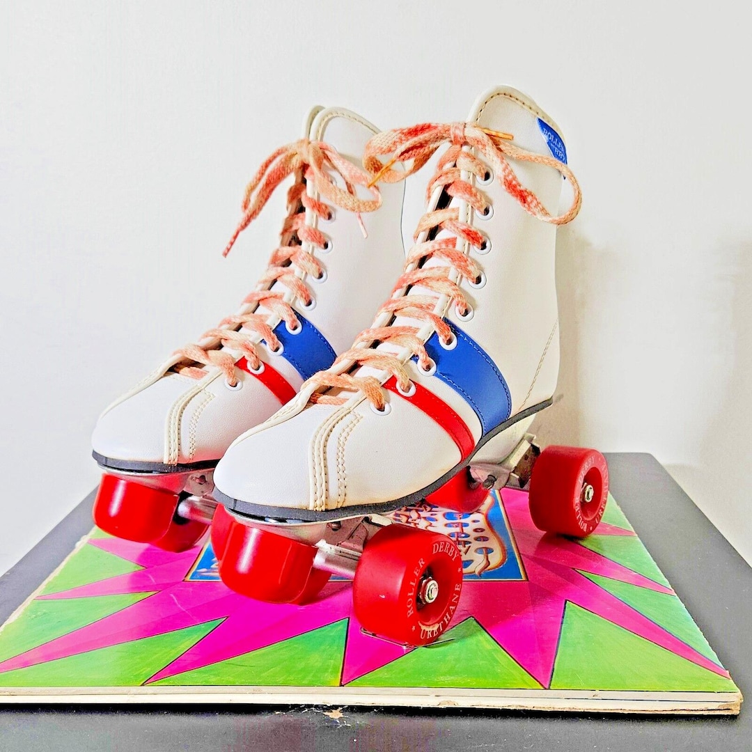 Vintage 60s 70s Official Roller Derby Skates Red White Blue 1970s ...