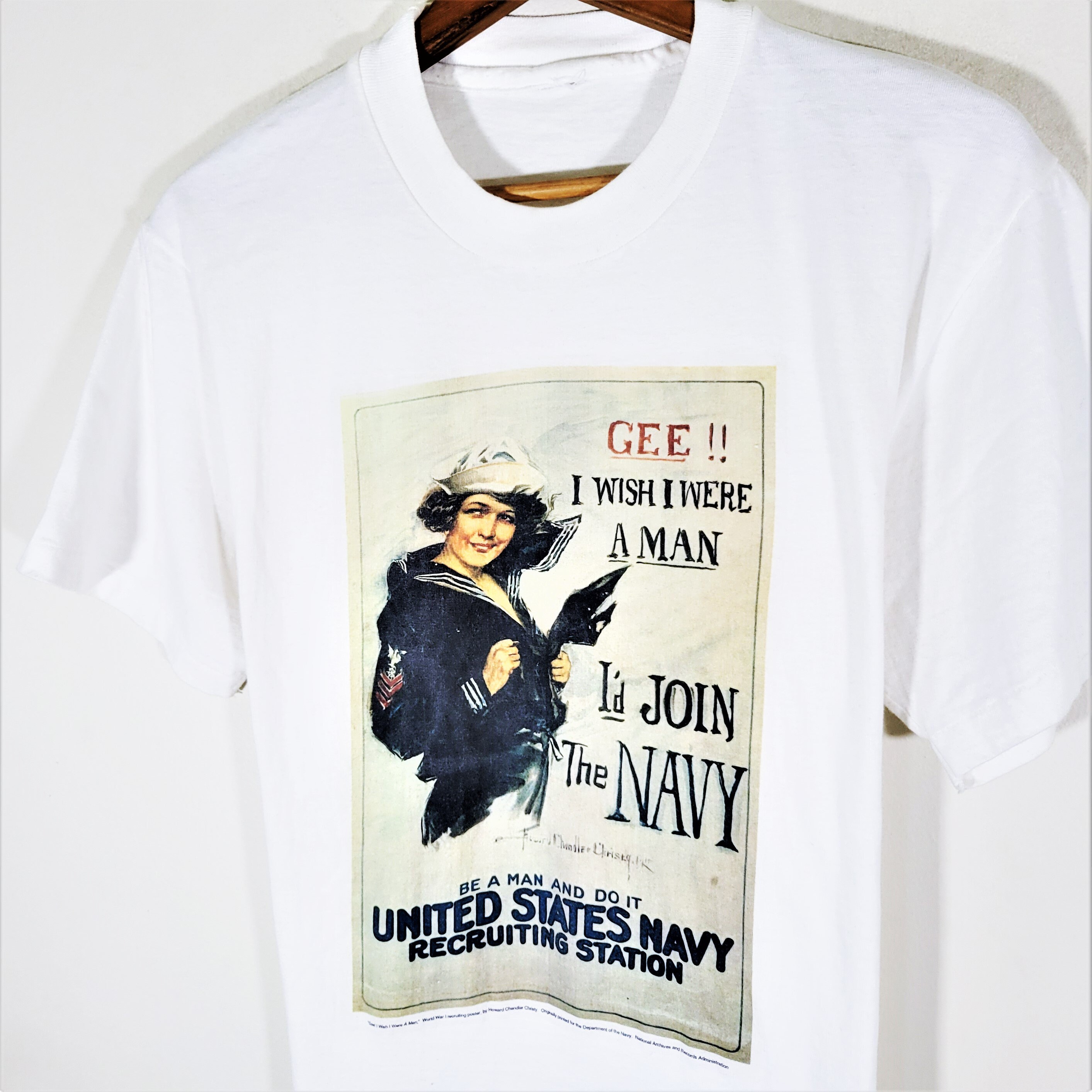 Vintage 80s Gee I Wish I Were A Man US Navy Recruiting T Shirt Vtg ...