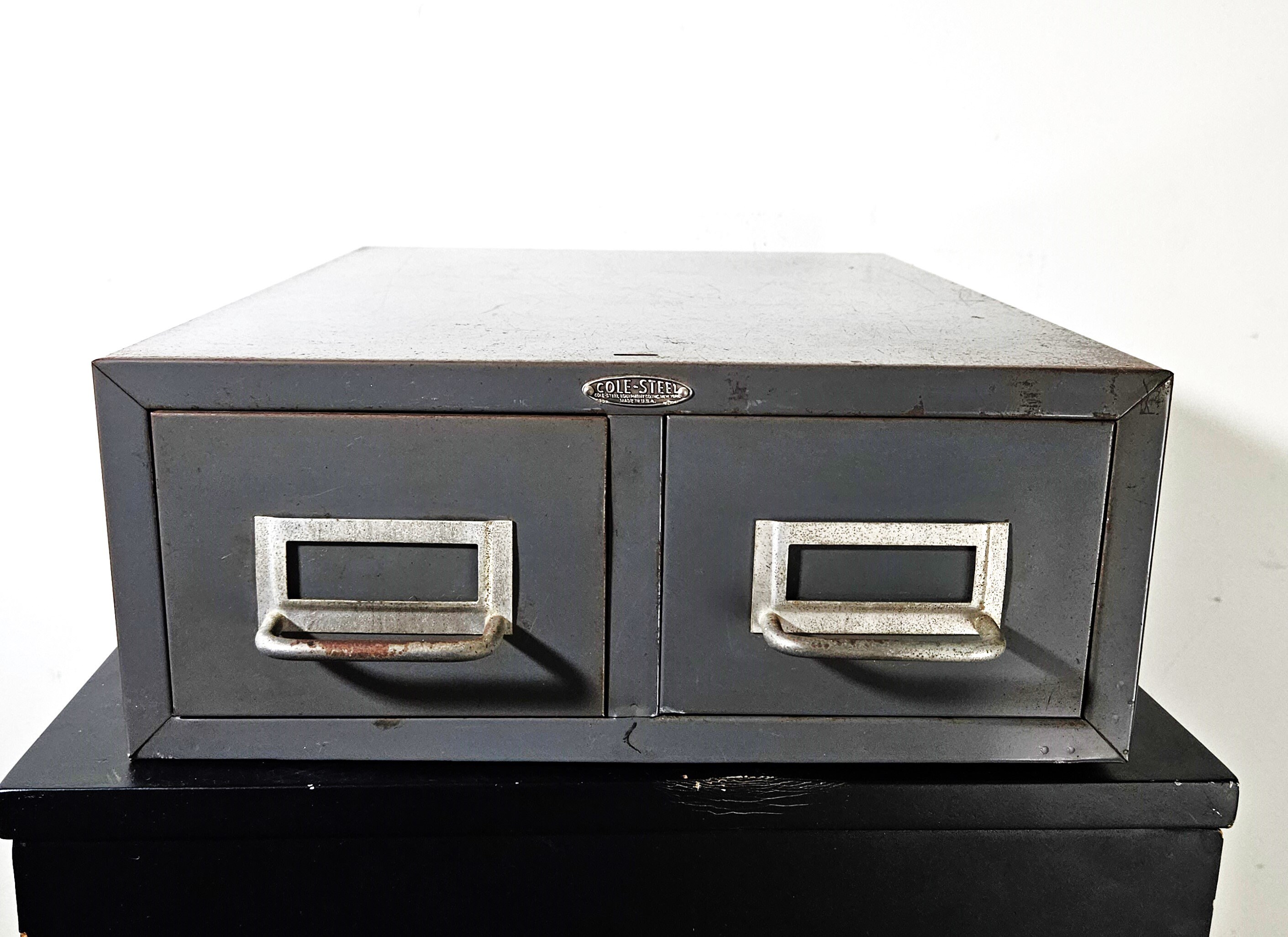 Vintage Cole Steel 2 Drawer Index Card Cabinet Vtg Industrial Metal ...