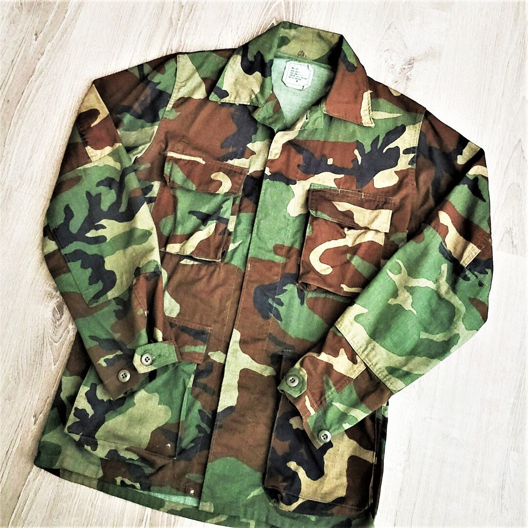 Vintage 80s US Army Field Combat Coat Vtg 1982 Camo Military Shirt ...