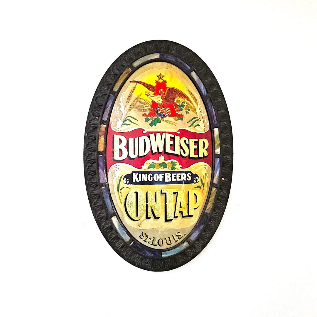 Vintage 1970's Large Budweiser King of Beers on Tap Bar Wall Sign USA ...
