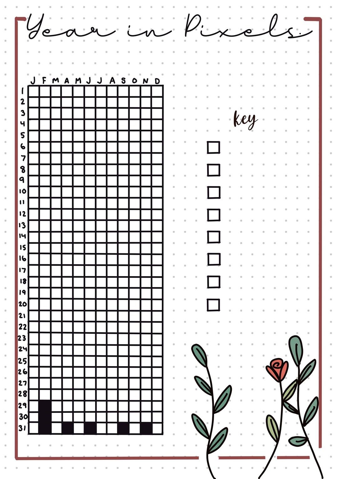 PDF 2024 Year in Pixels Bullet Journal Spread Printable Downloadable - Etsy