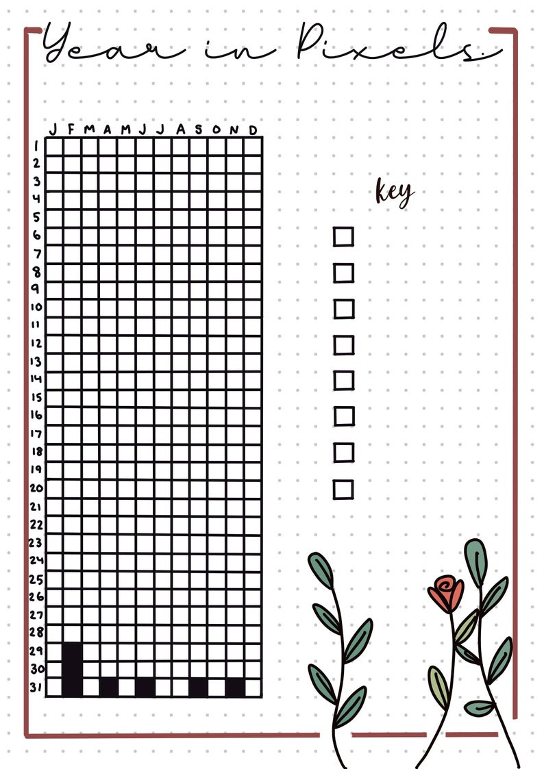 PDF 2024 Year in Pixels Bullet Journal Spread Printable Downloadable - Etsy