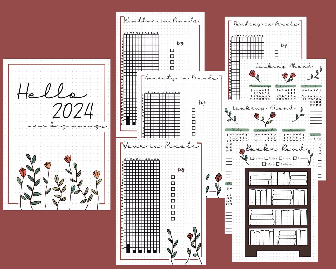 DIGITAL PDF 2024 Yearly Bullet Journal Spreads Printable - Etsy Australia