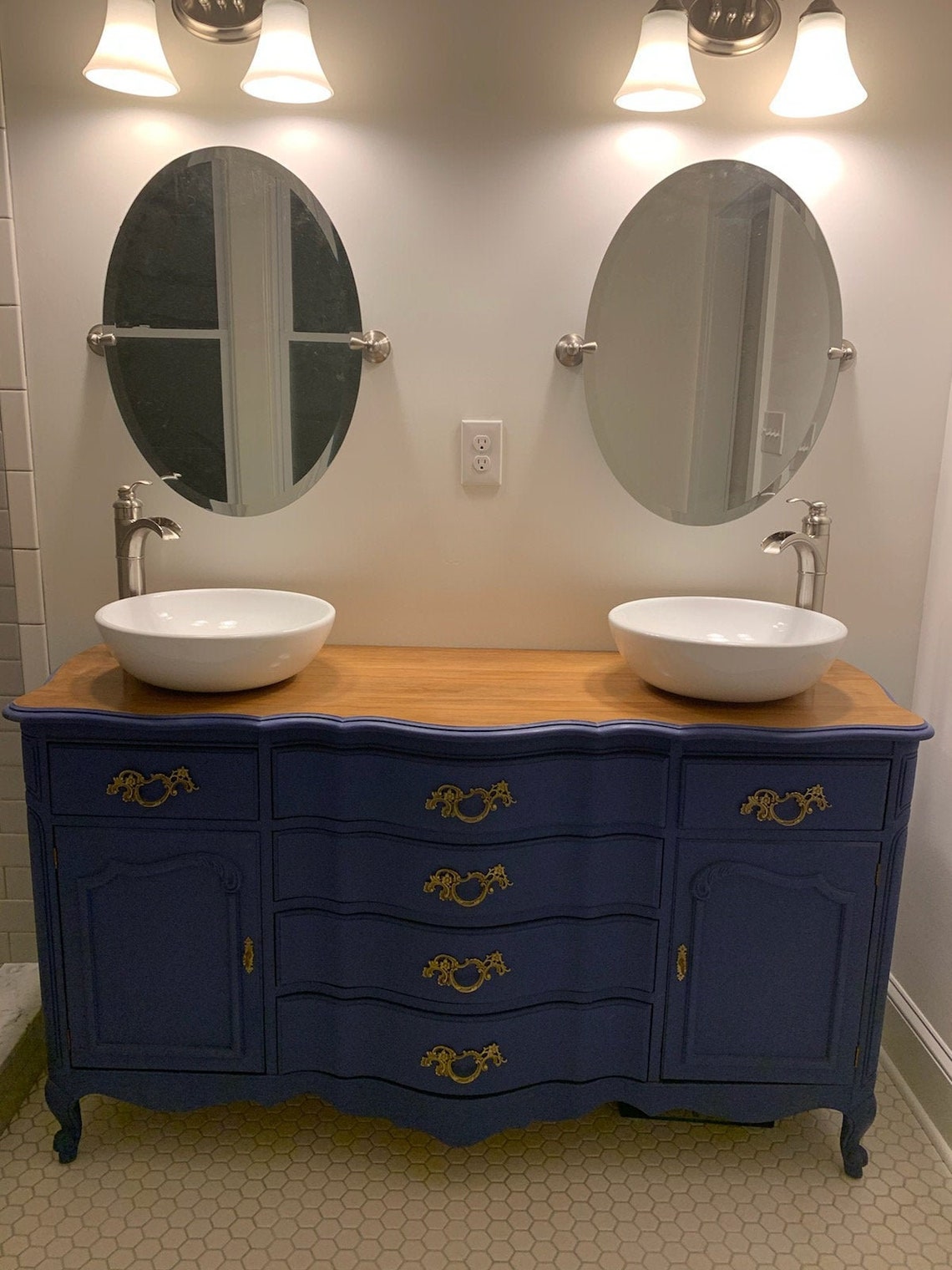 Blue Custom Bathroom Double Vanity - Etsy UK