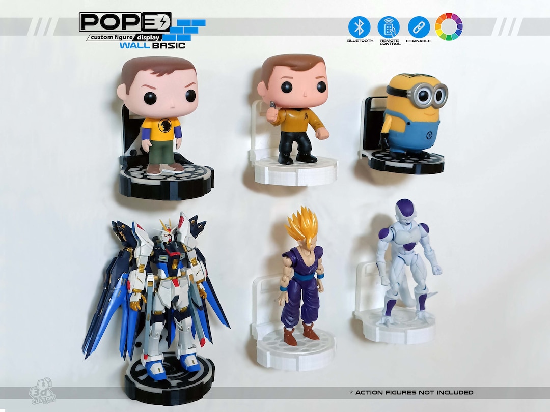 Customizable 3D Printed Action Figure Displays Kit With LED Lighting ...