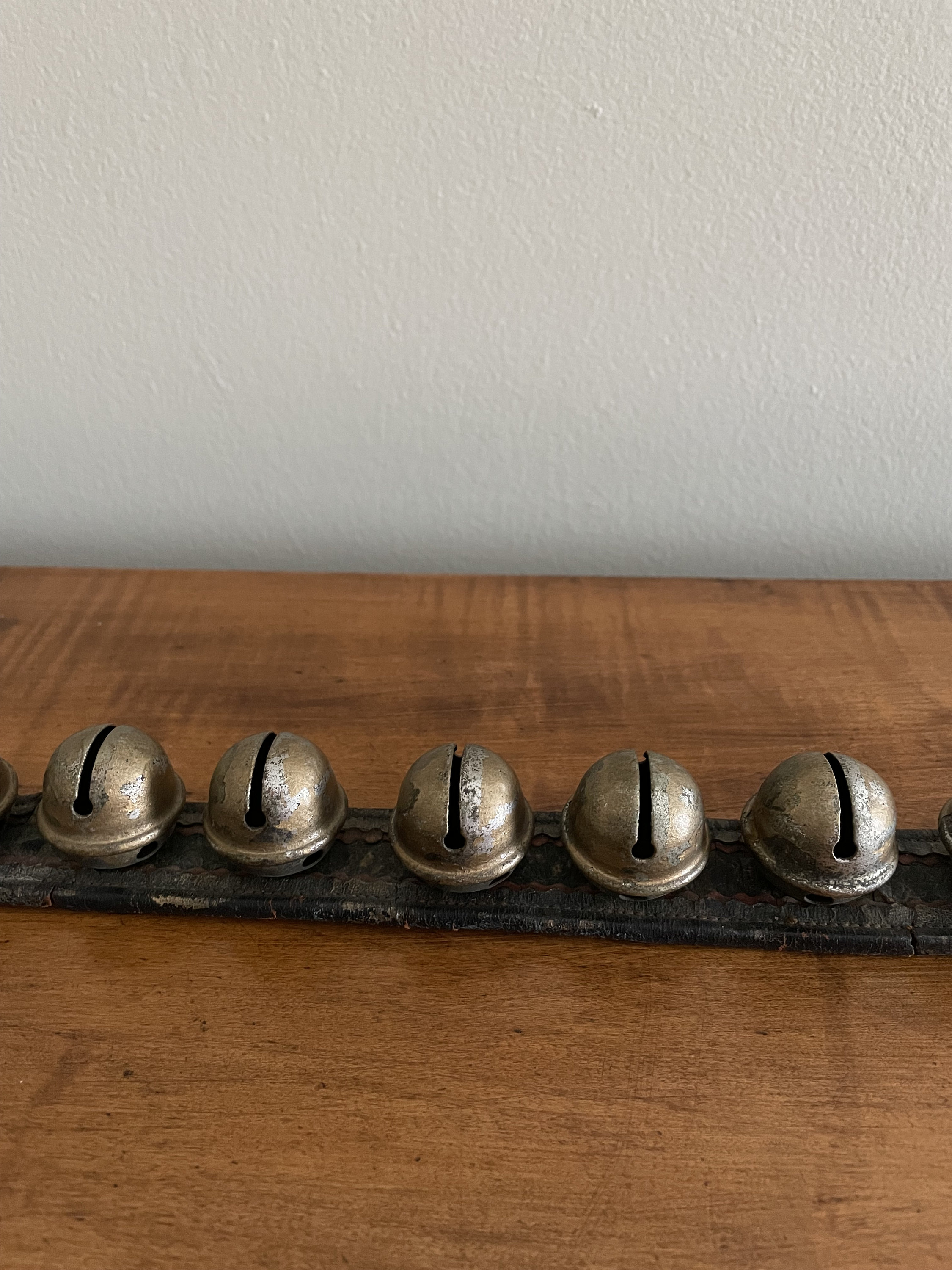 Vintage Antique 19th Century Sleigh Bells on Leather Strap Home Décor ...