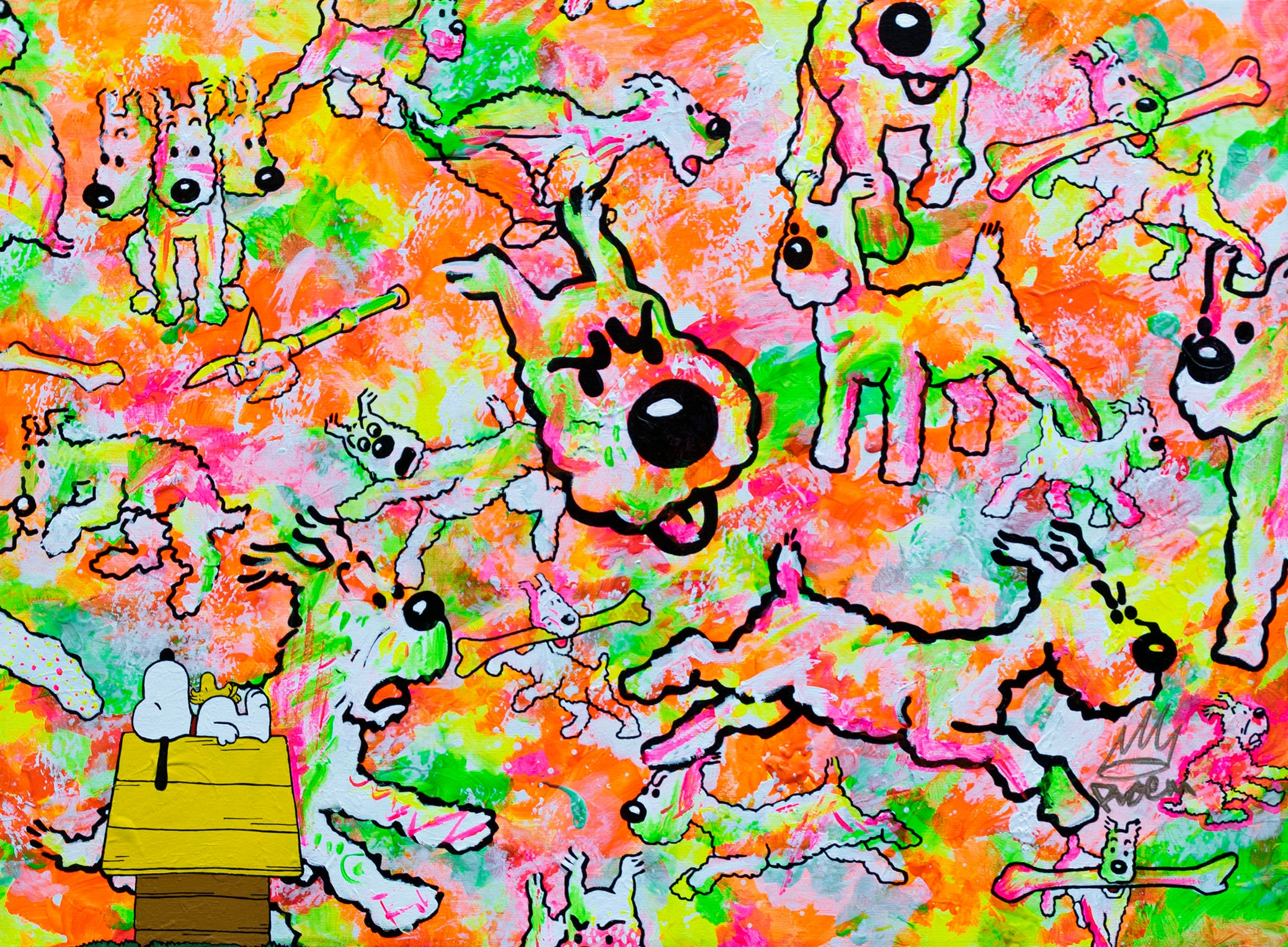 ROEM, 2021. El Sueño De Snoopy snoopy's Dream. Mixed Media on Canvas ...