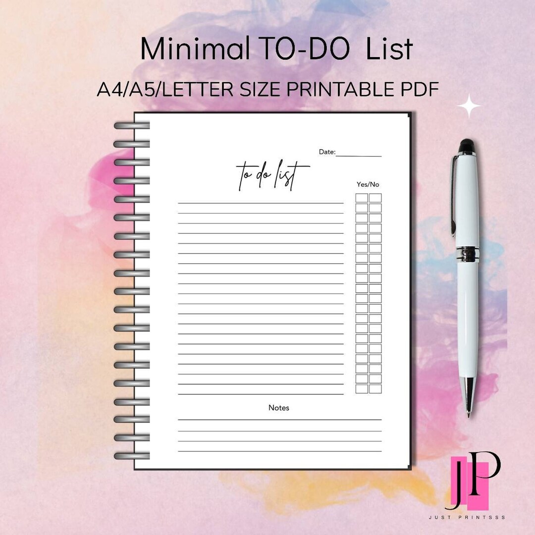 Minimal To-do List Printable PDF Template A4/A5/ US Letter / Instant ...