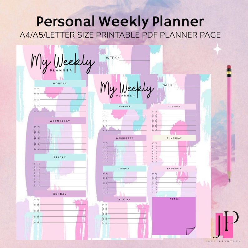 Personal Weekly Planner Printable PDF Template A4/A5/US Letter/ Instant ...