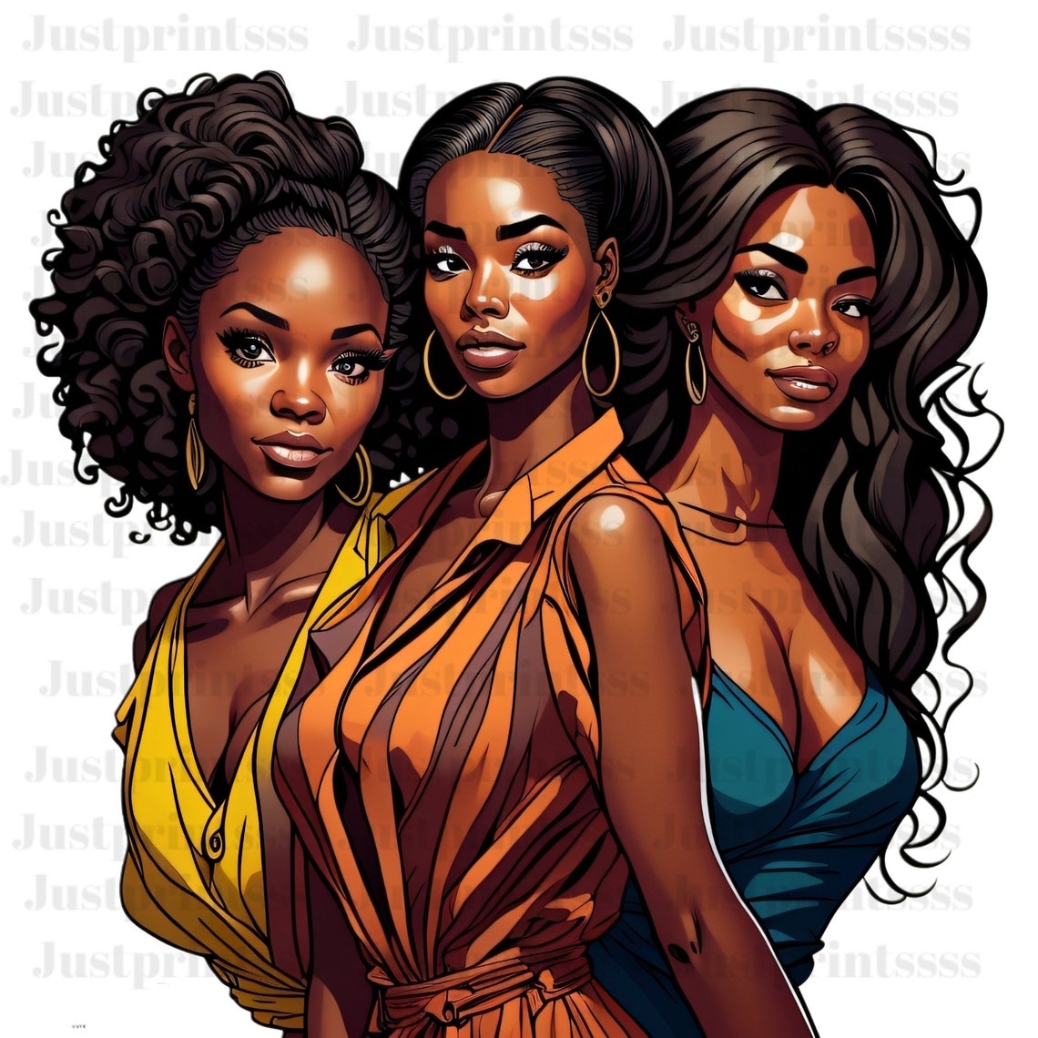 Digital Print PNG Clipart Beautiful Black Women Printing - Etsy