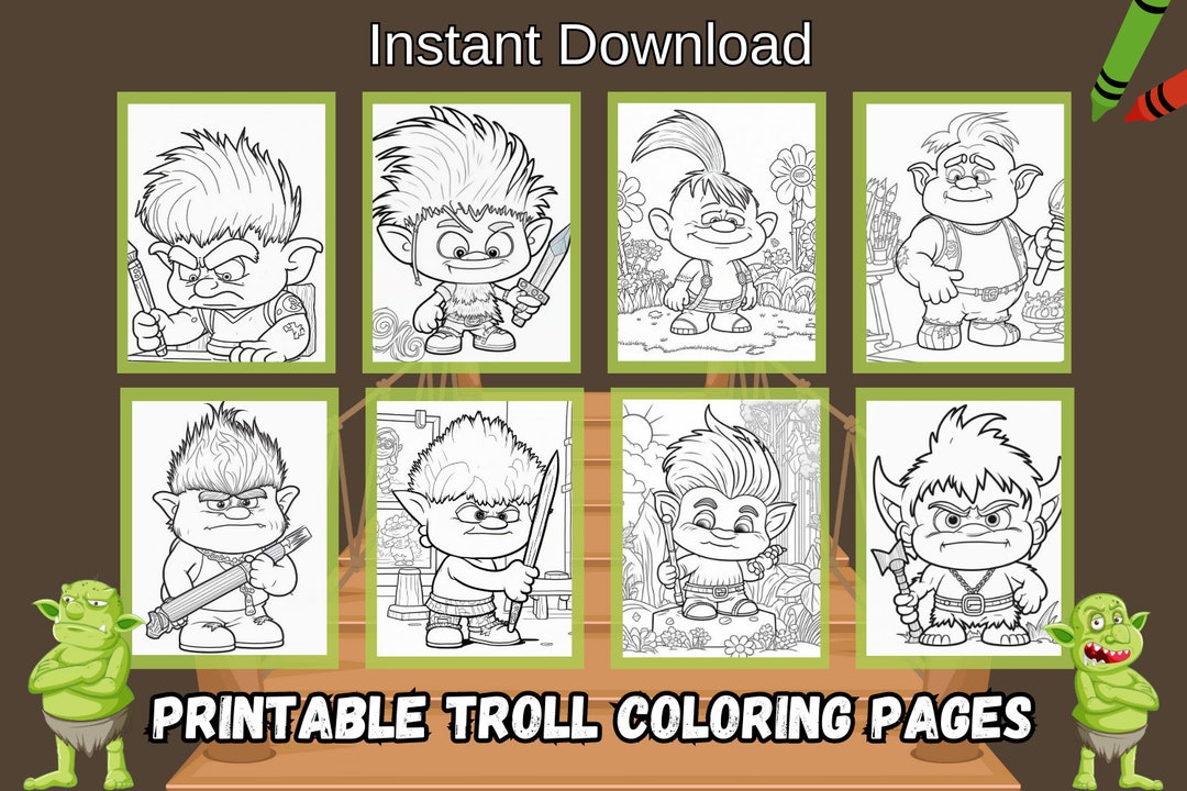 TROLL Coloring Pages / Coloring Pages for Kids/teens/adults/instant ...